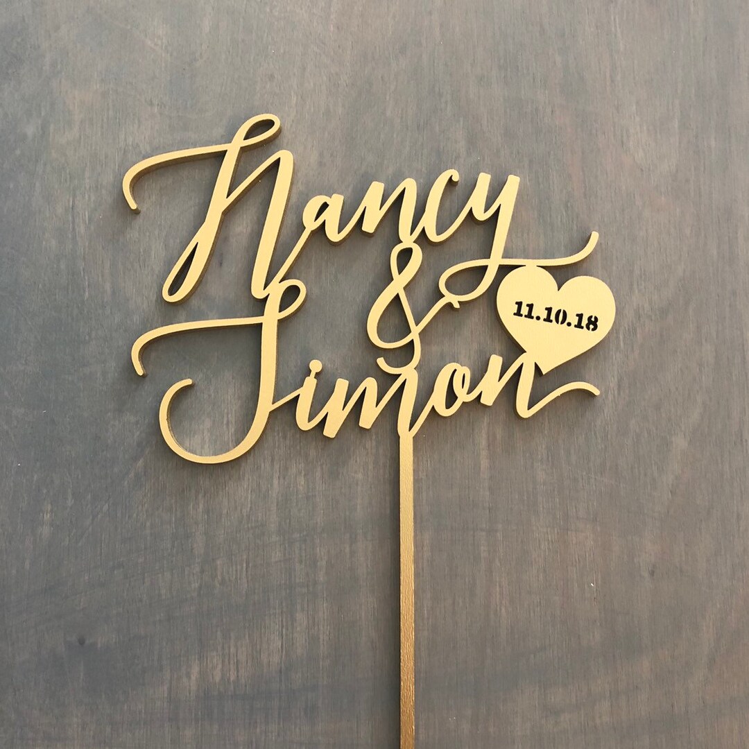Personalized Wedding Cake Topper 6"w Inches, Couple Custom Cake Topper ...