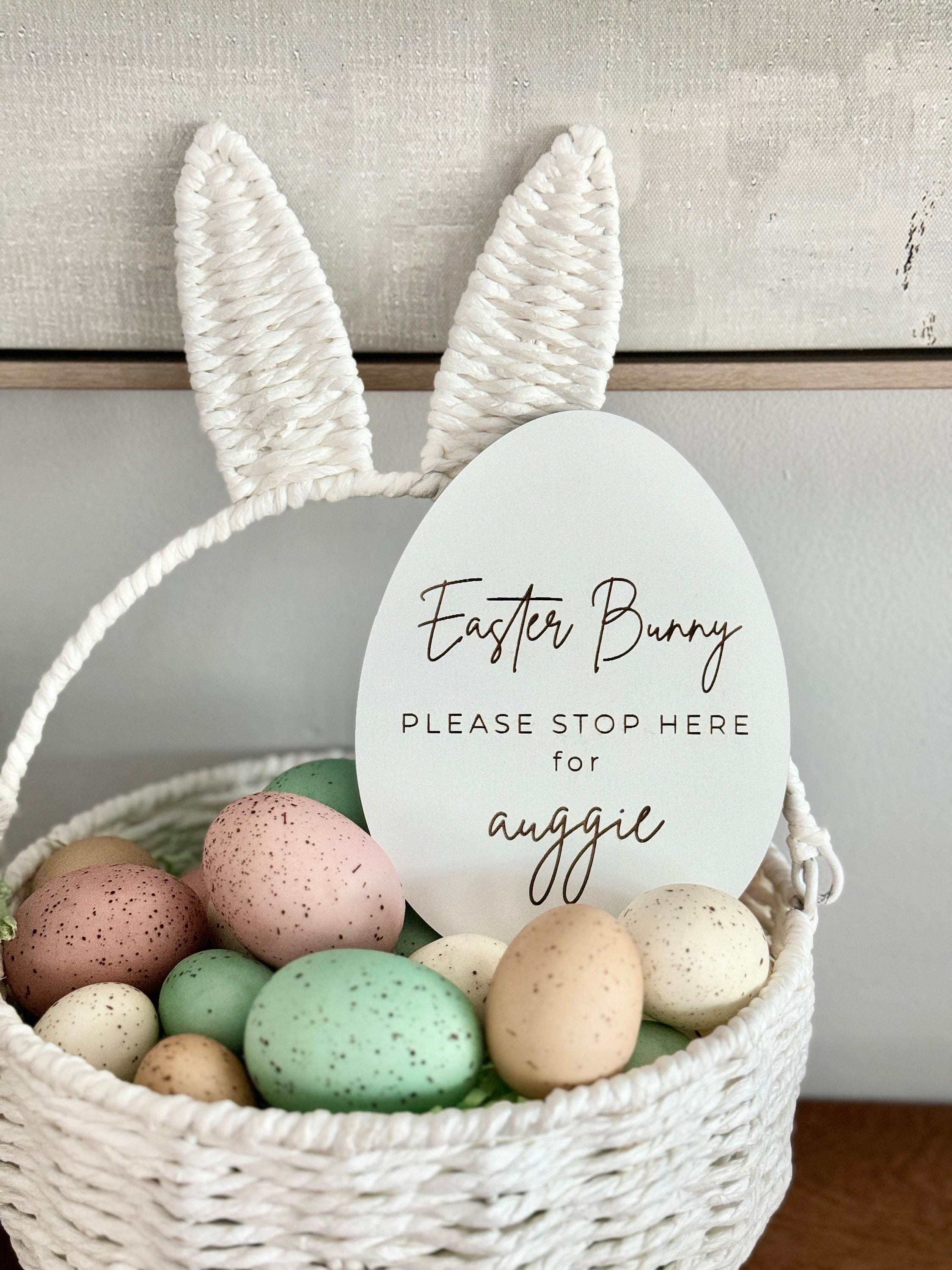 Personalized Easter Bunny Please Stop Here Sign - 6in X 4.5in - Egg ...