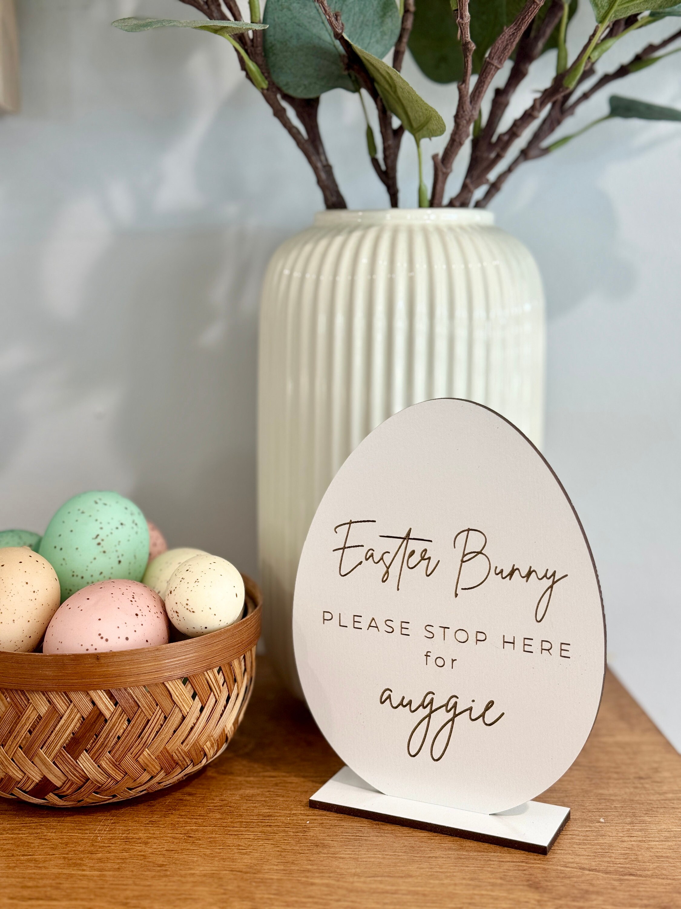 Personalized Easter Bunny Please Stop Here Sign - 6in X 4.5in - Egg ...
