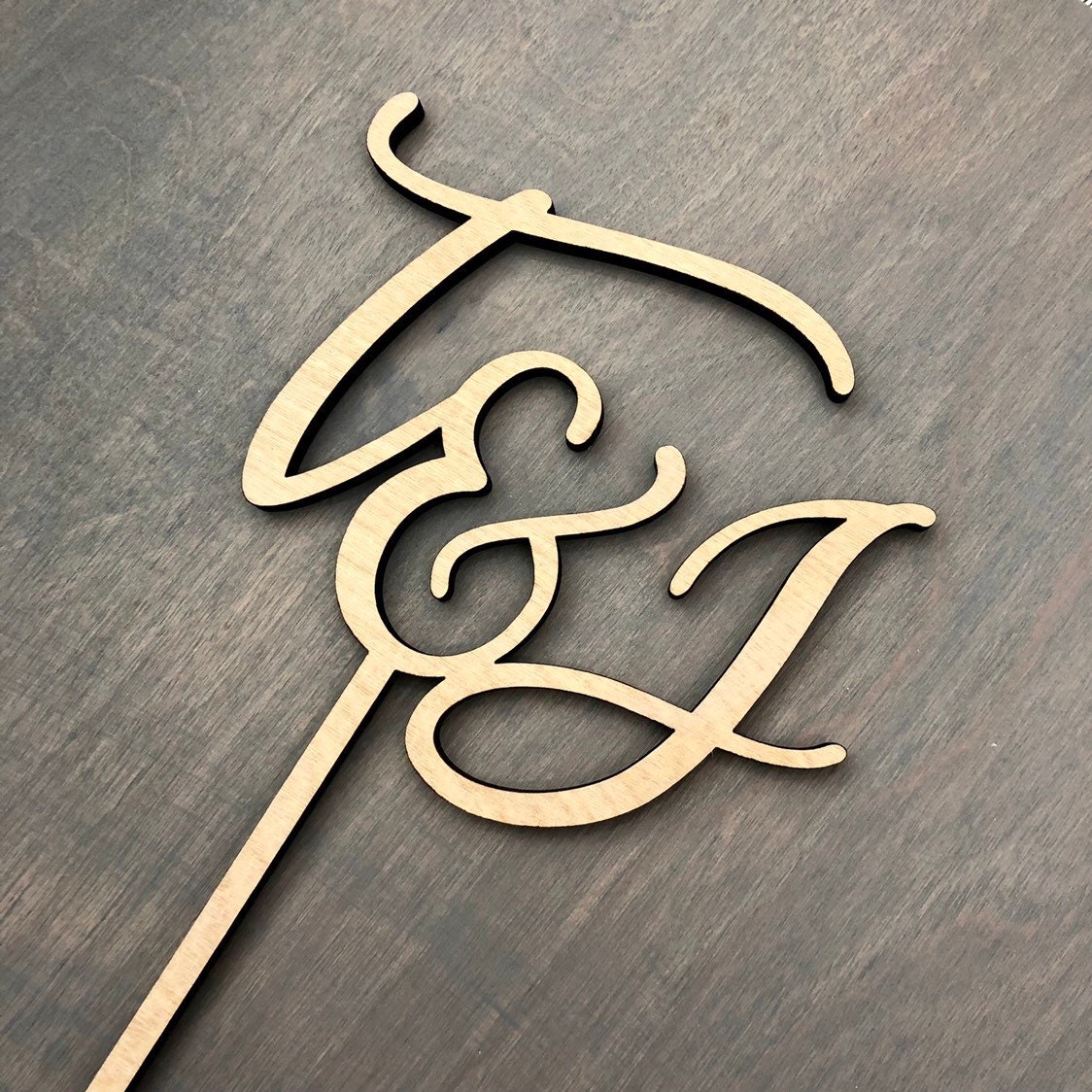 Personalized Script Initials Wedding Cake Topper 5 | Etsy