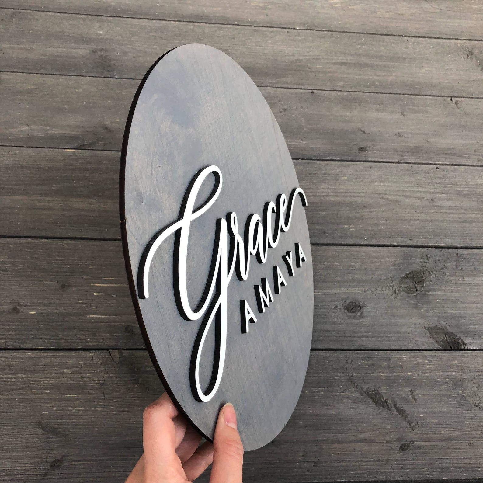 Personalized Name Circle Plank Sign, Wedding Guestbook Alternative ...