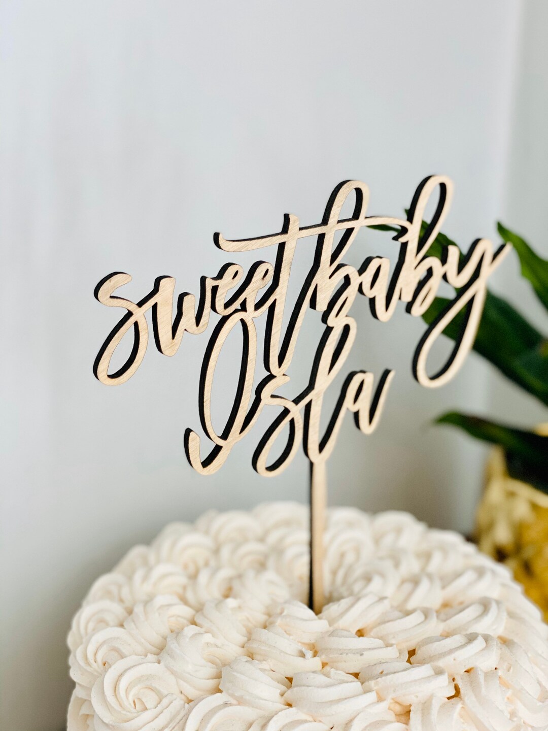 Personalized Baby Name Cake Topper, Rustic Wood, 6" Wide - Etsy