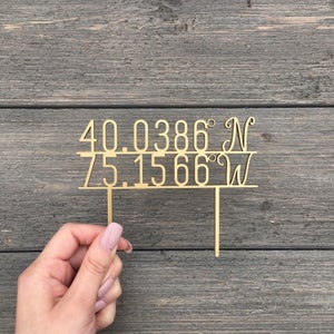 Personalized Coordinates Wedding Cake Topper 5 Inches Wide, Travel ...