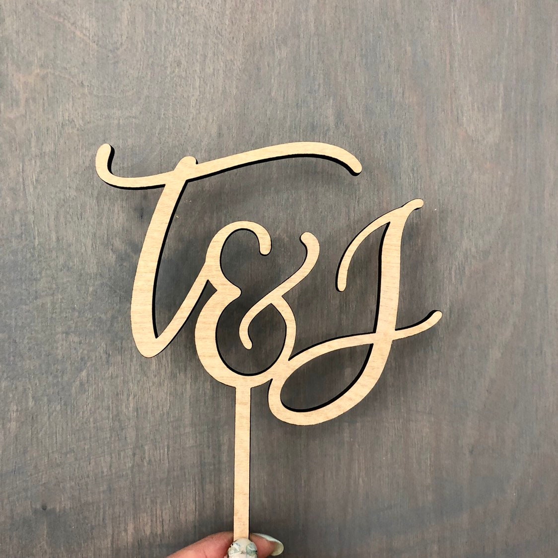 Personalized Script Initials Wedding Cake Topper 5 | Etsy