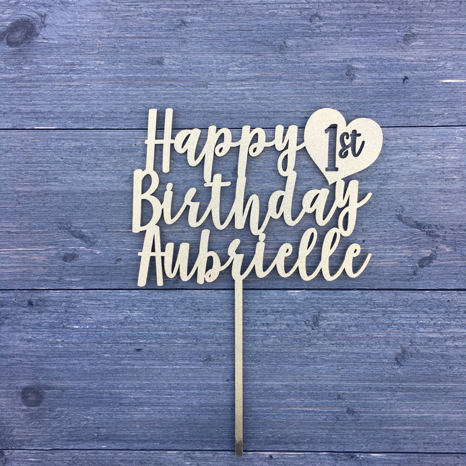 Personalize Happy 1st Birthday Name Cake Topper With Heart - Etsy