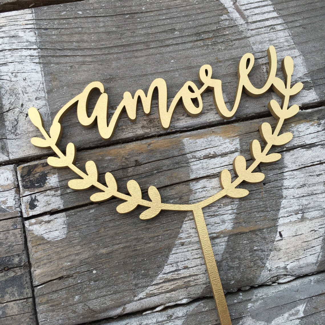 Amore Wedding Cake Topper | Laser Cut Wood, Modern Calligraphy - Etsy