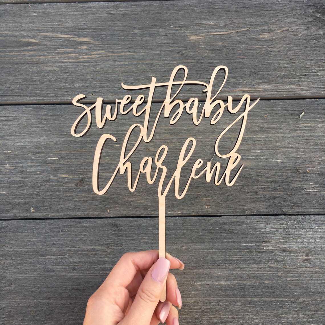 Personalized Baby Name Cake Topper, Rustic Wood, 6" Wide - Etsy