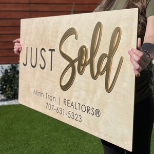Extra Large Personalized Just Sold Sign, 35x18 Inches, Realtor Sign, Real Estate Agent Sign ...