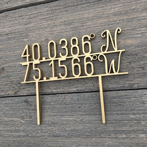 Personalized Coordinates Wedding Cake Topper 5 Inches Wide, Travel ...