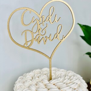 Personalized Heart Names Wood Wedding Cake Topper, 6" - Etsy