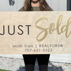 Extra Large Personalized Just Sold Sign, 35x18 Inches, Realtor Sign, Real Estate Agent Sign ...