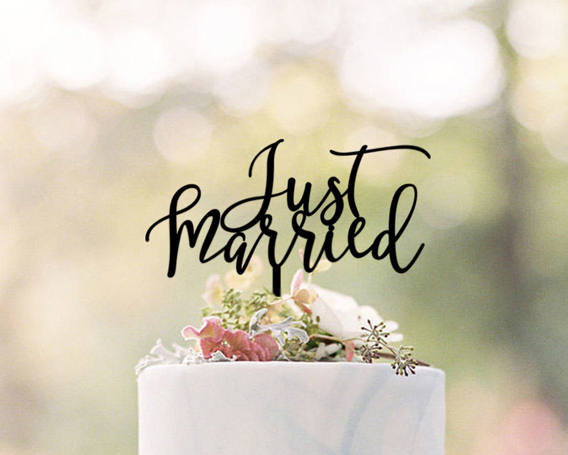 Just Married Wedding Cake Topper Rustic Cake Topper Unique | Etsy