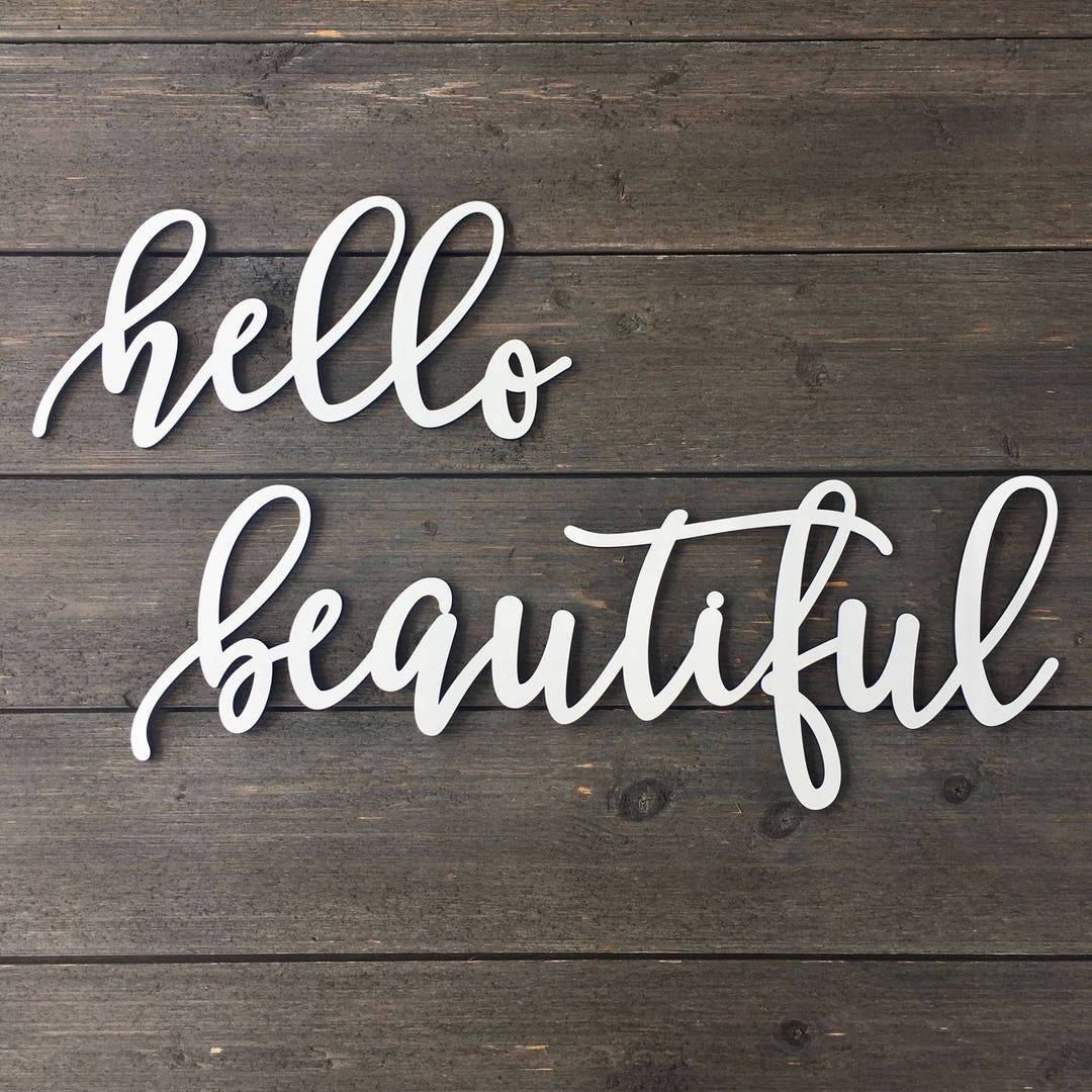 Hello Beautiful Sign - 28" Inches Total Length - Wood Beauty Room Sign ...