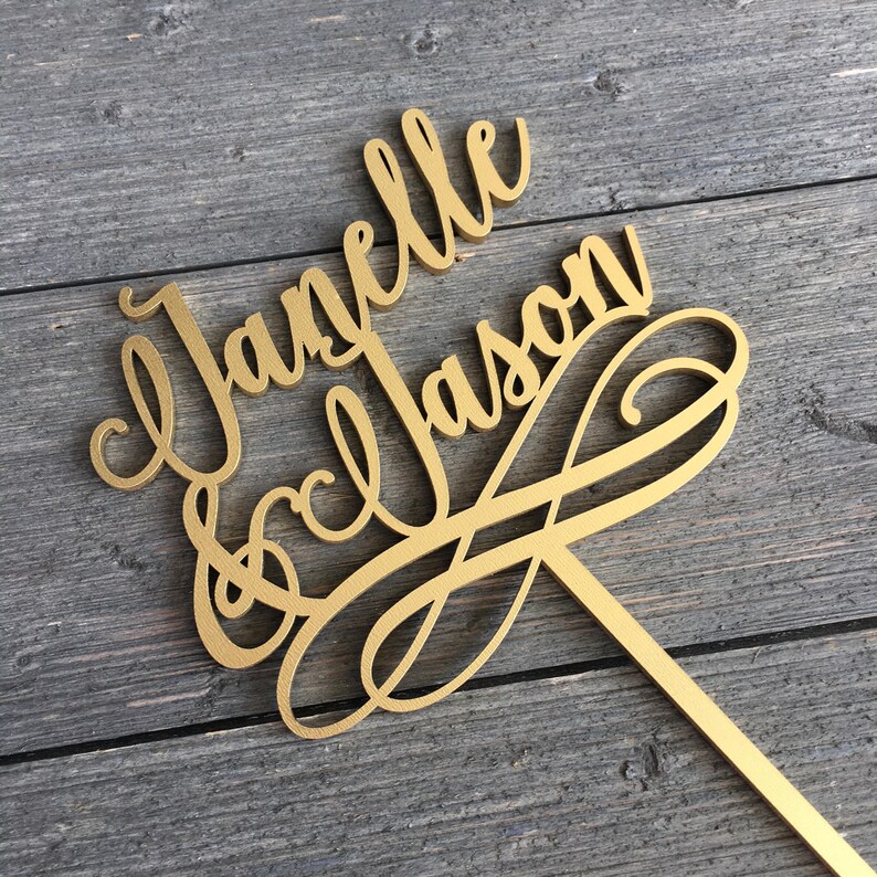 Personalized 2 Name Cake Topper Font 2 With Ornament 6 | Etsy