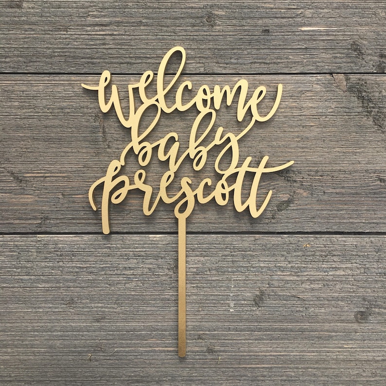 Personalized Welcome Baby Name Cake Topper 6 Inches Wide - Etsy