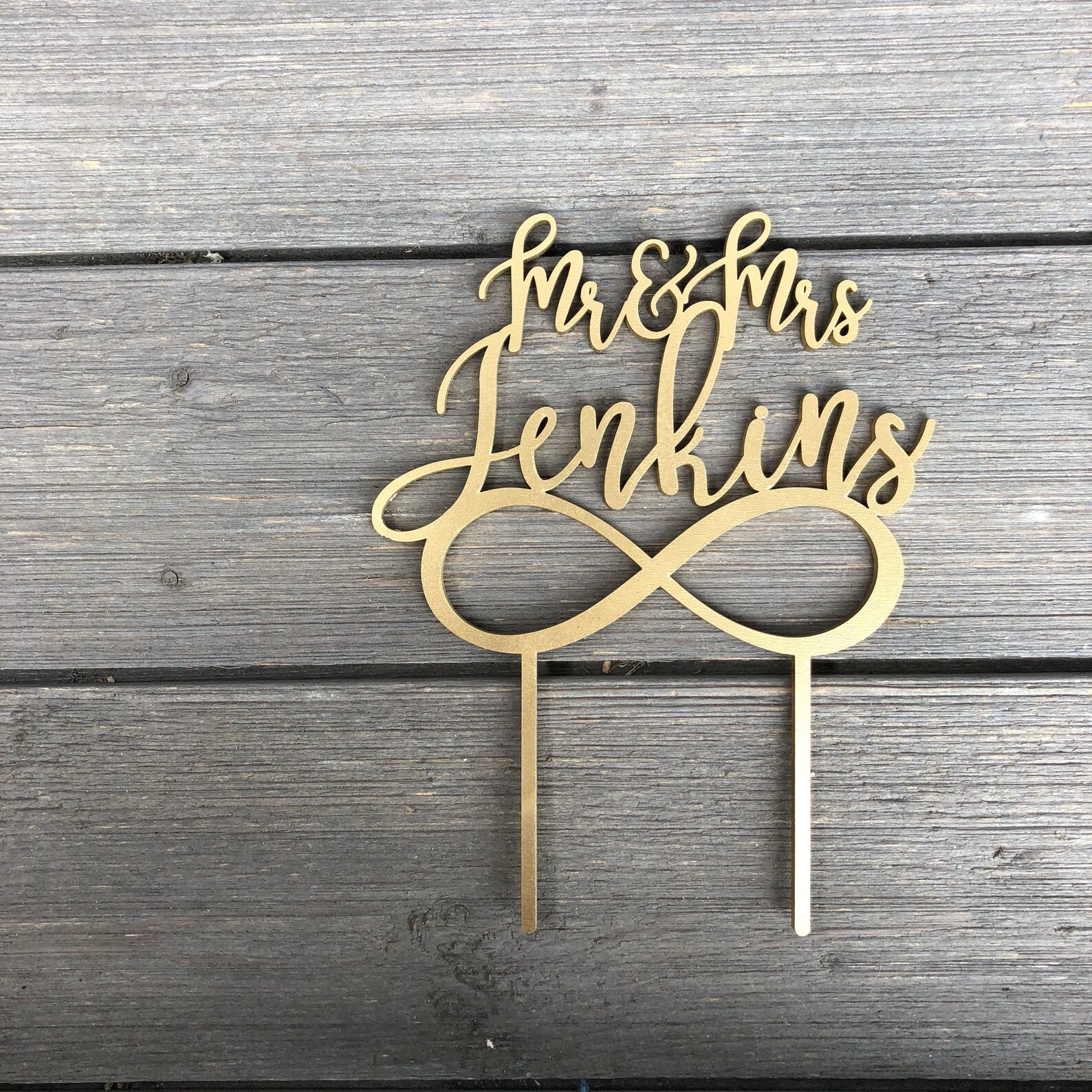 Personalized Mr & Mrs Name Infinity Wedding Cake Topper 6"w Inches ...