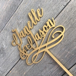 Personalized 2 Name Cake Topper Font 2 With Ornament 6 Inches ...