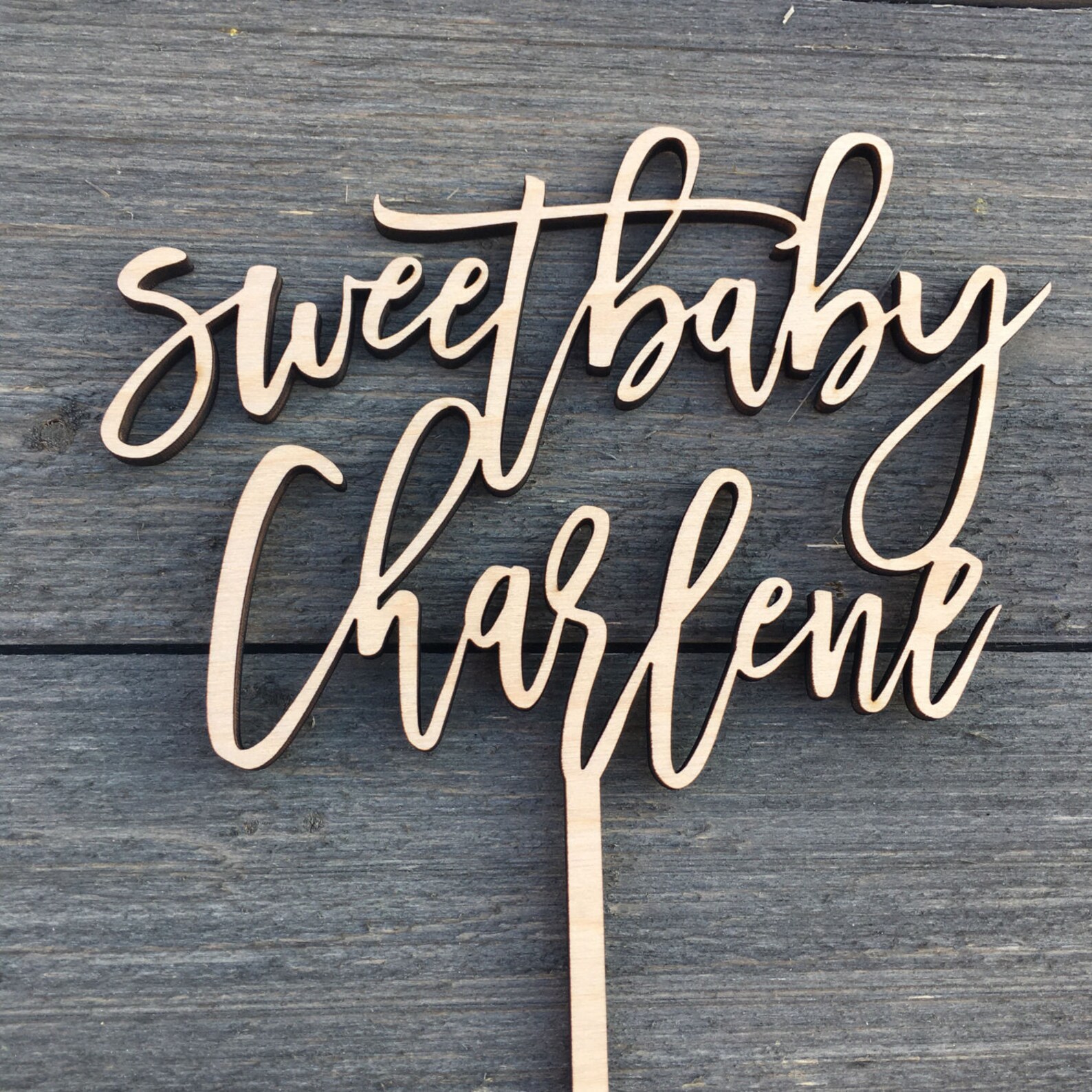 Personalized Baby Name Cake Topper, Rustic Wood, 6" Wide - Etsy