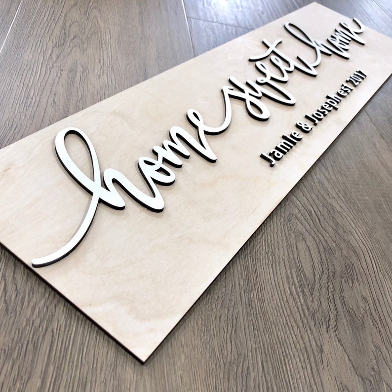Personalized Home Sweet Home Wood Sign, Wedding Guestbook Alternative ...