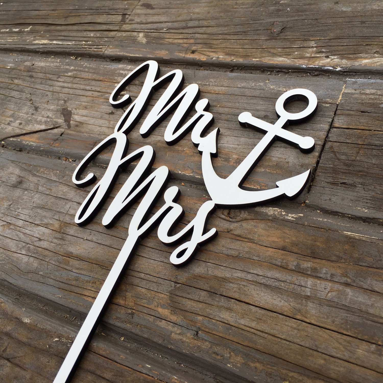 Mr Anchor Mrs Wedding Cake Topper 6 inches Marine Navy | Etsy