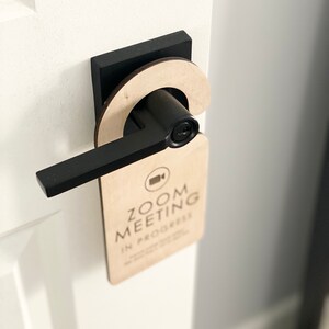 Zoom Meeting Door Hanger Sign, Video Call Door Sign, Wood Door Sign ...