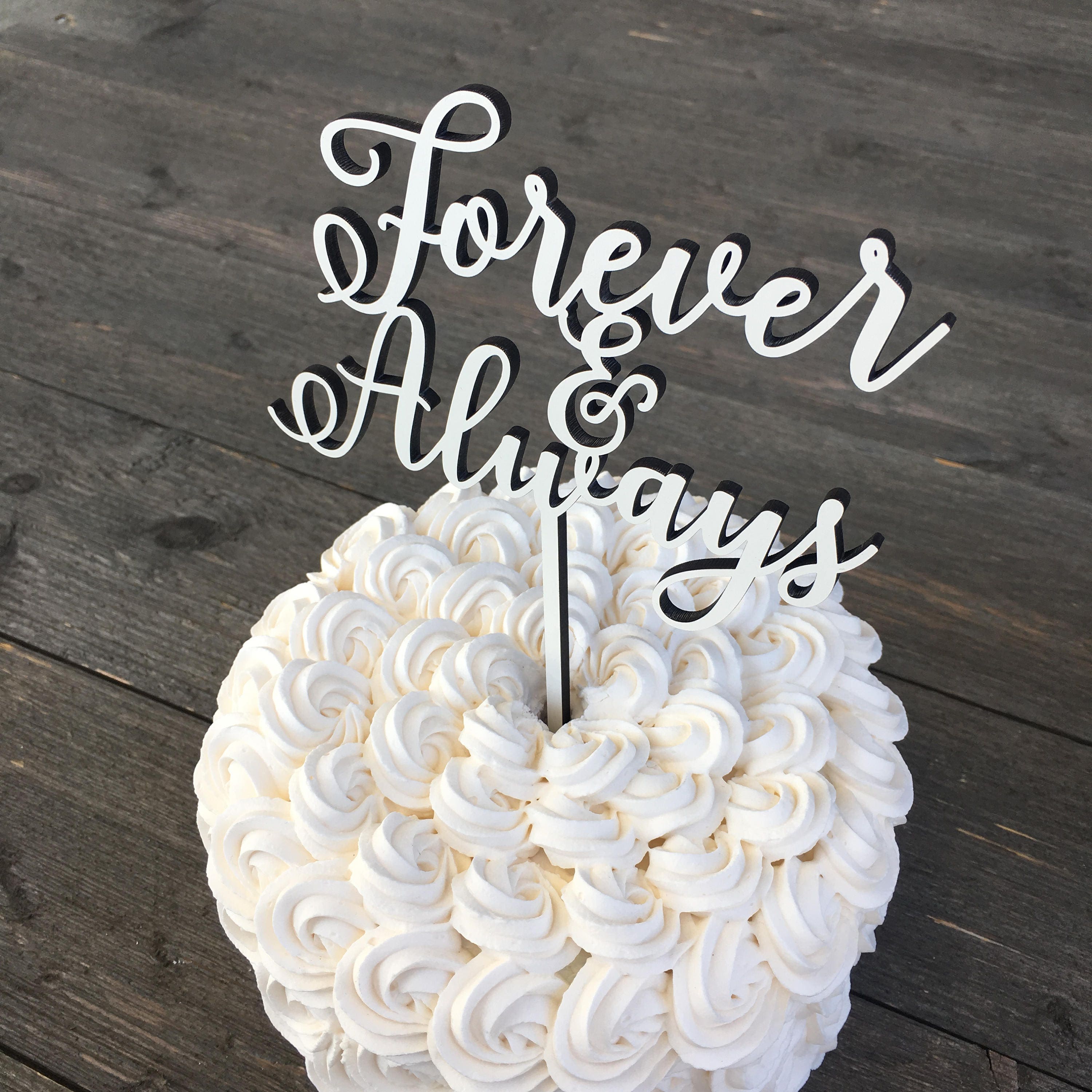 Forever & Always Wooden Wedding Cake Topper, 6" - Etsy