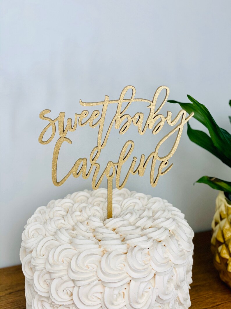 Personalized Baby Name Cake Topper, Rustic Wood, 6" Wide - Etsy