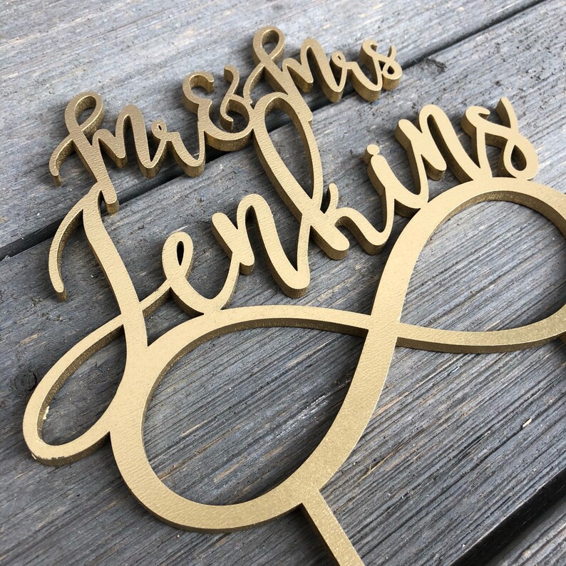Personalized Mr & Mrs Name Infinity Wedding Cake Topper 6"w Inches ...