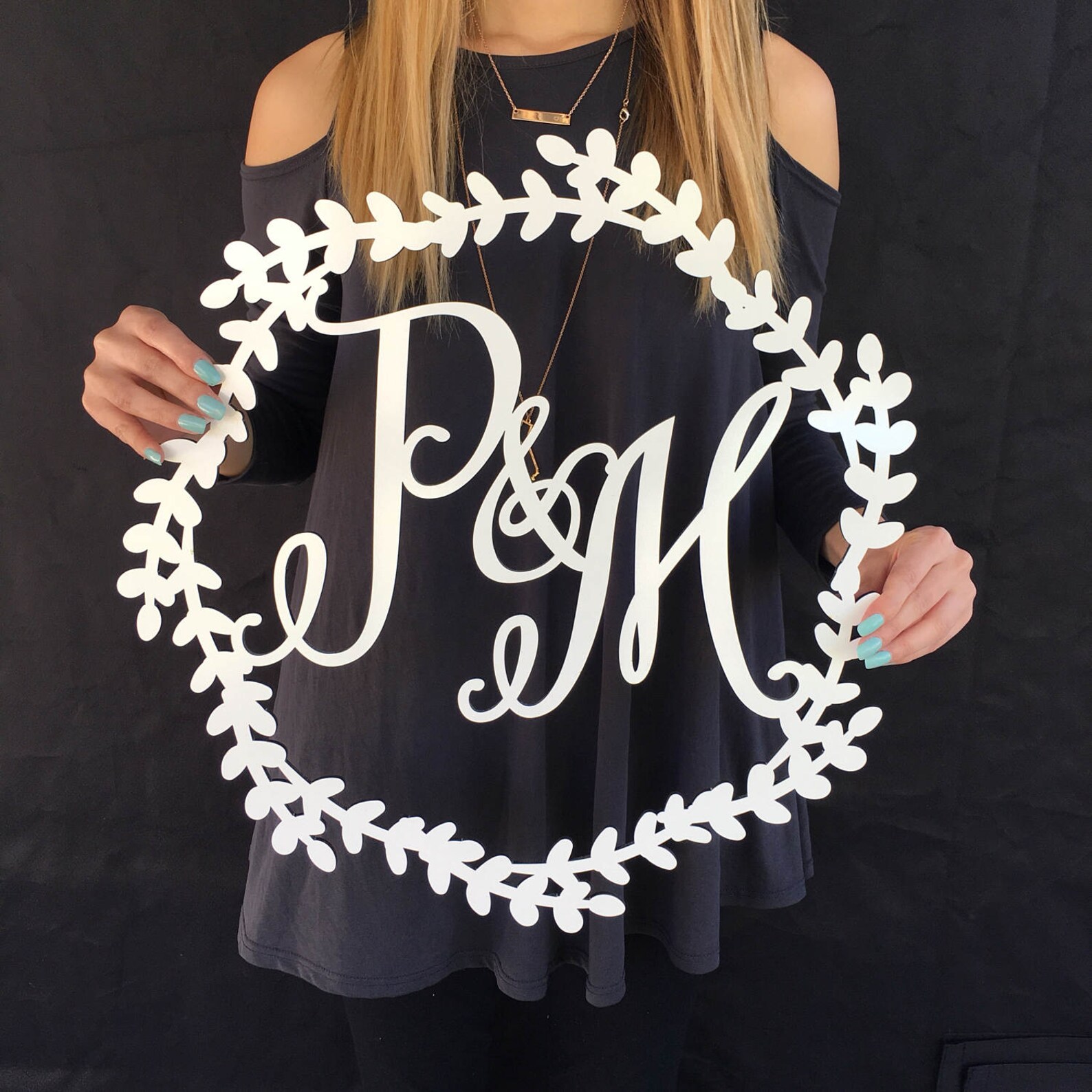 Initial Wreath Sign Custom Wooden Sign Initials Sign - Etsy