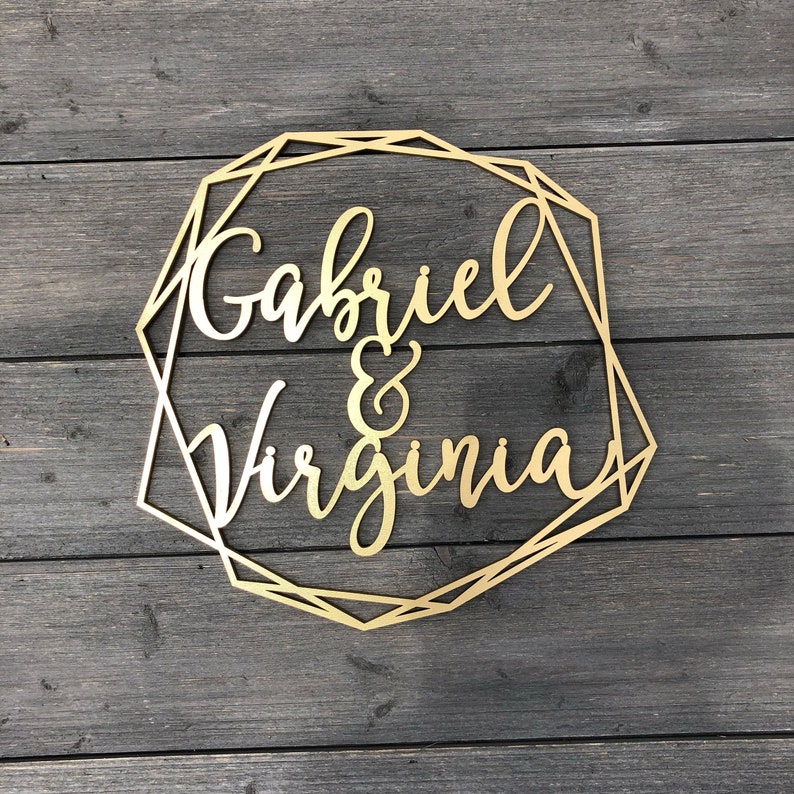 Personalized Geometric Couples Name Sign - Various Sizes, Custom ...