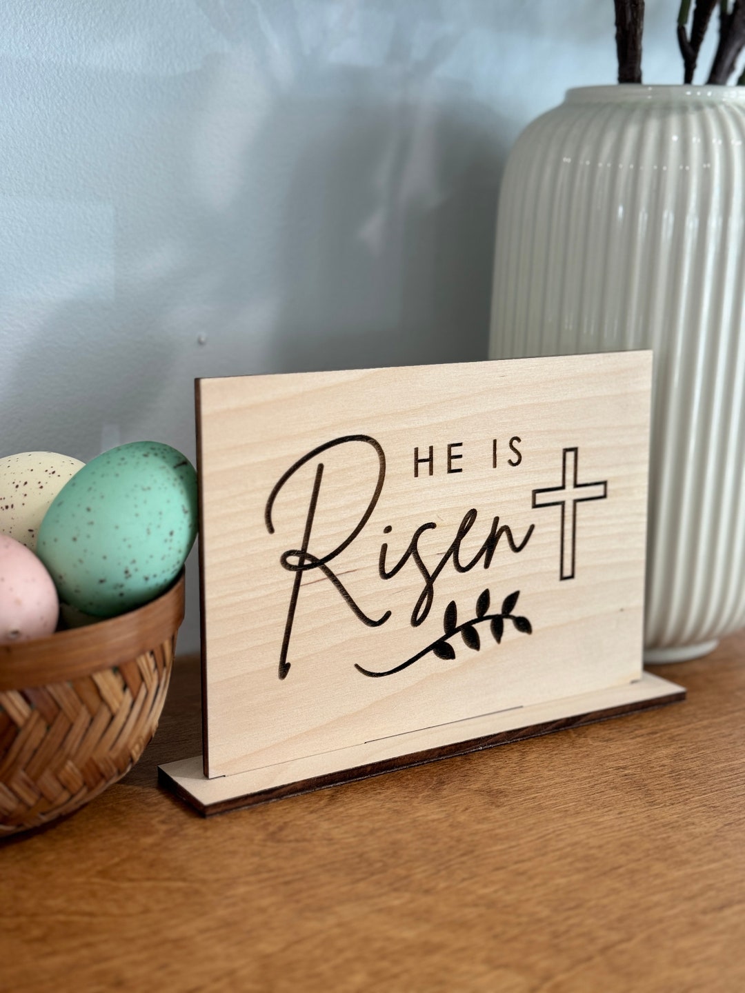 He is Risen Table Sign - 7in X 4.75in - Rectangle Shape - Home Decor ...