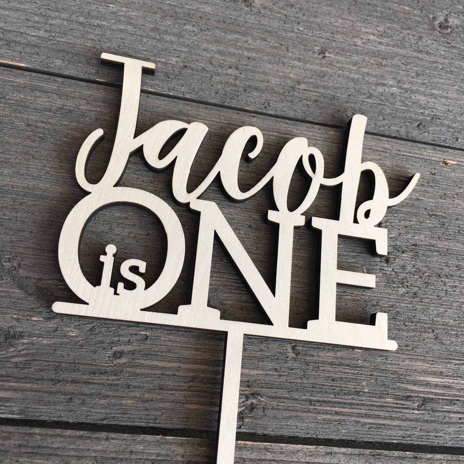 Personalized Name is One Cake Topper, 6" Inch Wide, Baby is One First ...