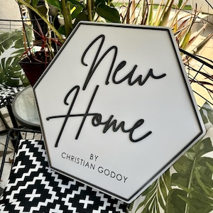 Personalized New Home Hexagon Sign, 20.5"x18" Inches, Custom Realtor ...