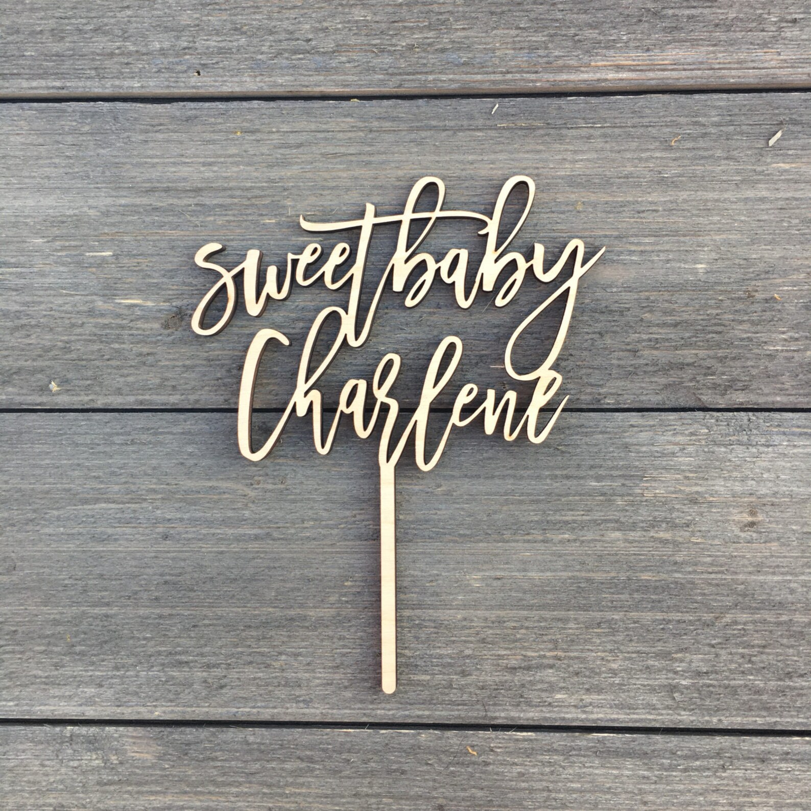 Personalized Baby Name Cake Topper, Rustic Wood, 6" Wide - Etsy