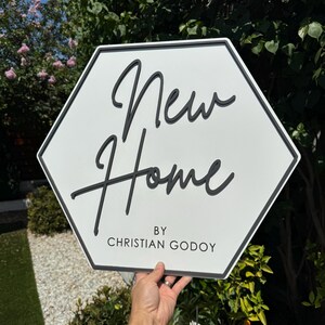 Personalized New Home Hexagon Sign, 20.5"x18" Inches, Custom Realtor ...