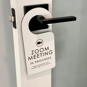Zoom Meeting Door Hanger Sign, Video Call Door Sign, Wood Door Sign ...