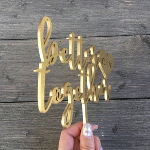 Better Together Initials Cake Topper With Heart 6" Inches Wide, Wedding ...