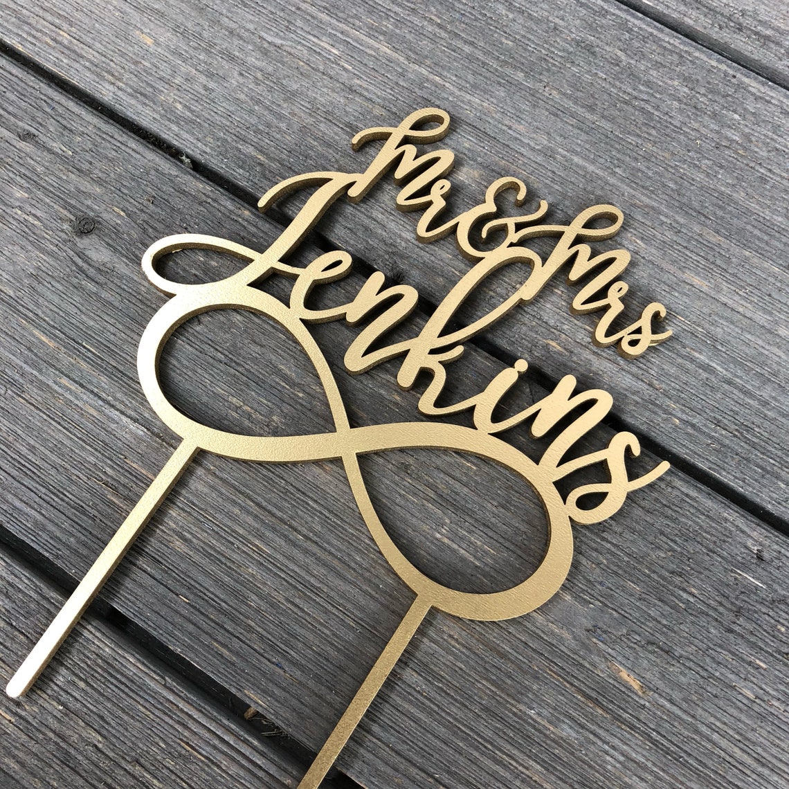 Personalized Mr & Mrs Name Infinity Wedding Cake Topper 6"w Inches ...