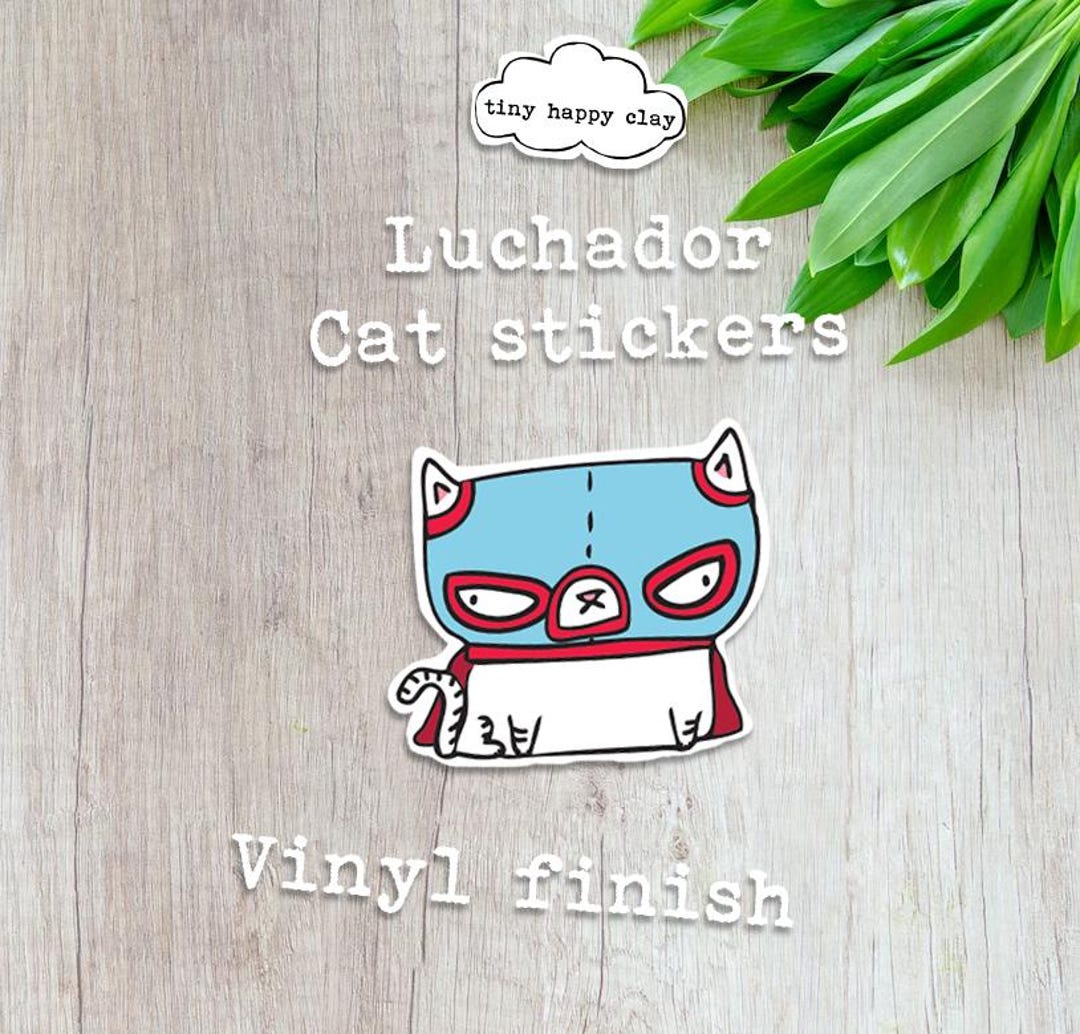 Luchador Cat Sticker - Etsy