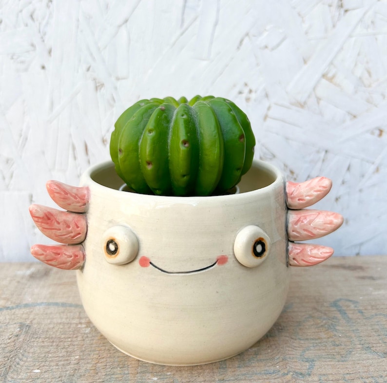 Handmade Axolotl Planter - Weirdcore Pottery Wheel Design - Etsy