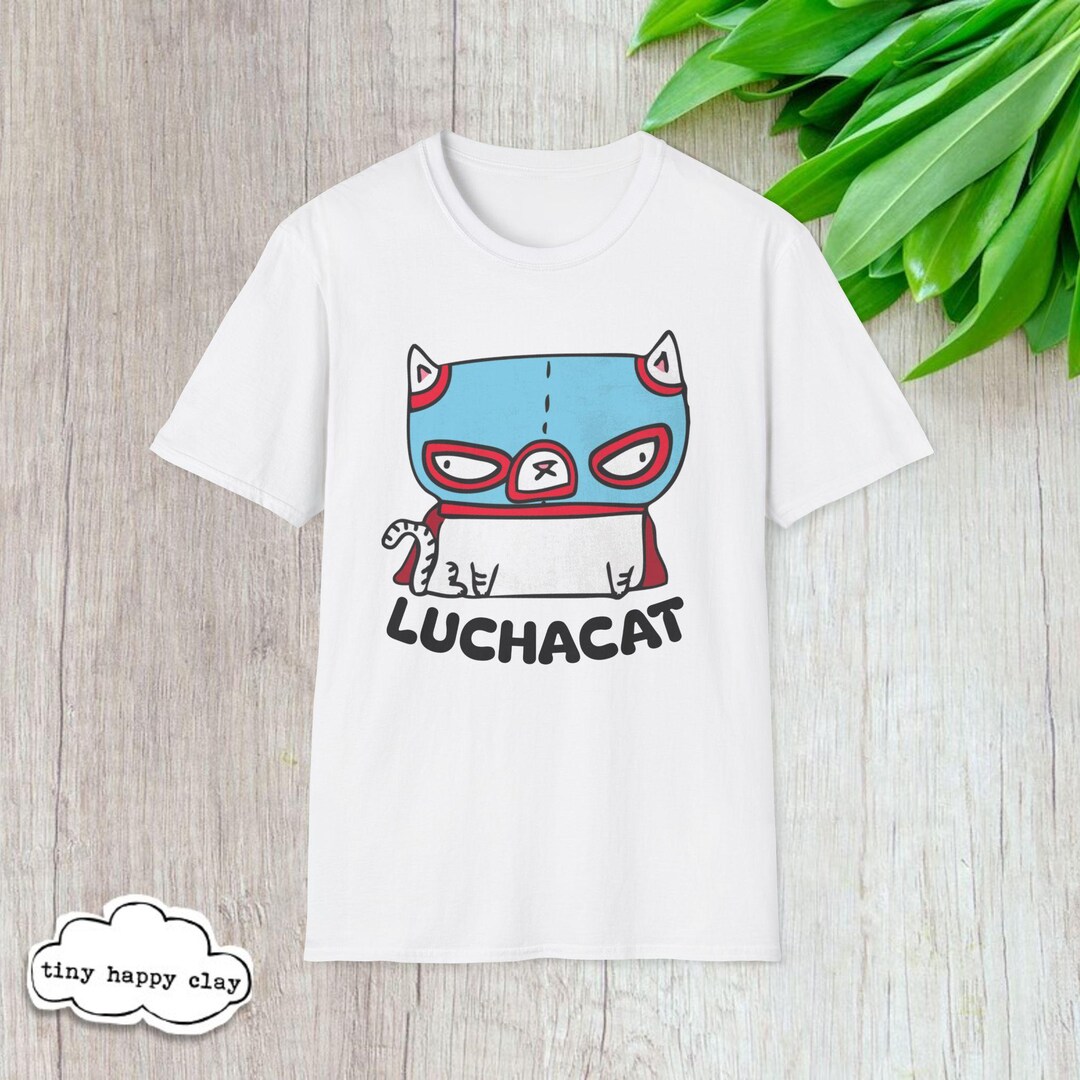 Luchador Cat Wrestling Mask Tee | Funny Cat With Cape Shirt - Etsy