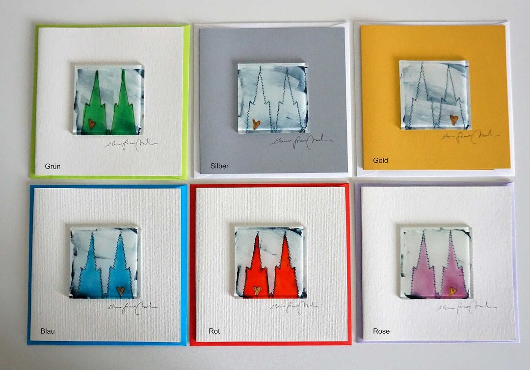 Artist/gift Cards, Cologne Cathedral, With Glass Picture on Cardboard ...