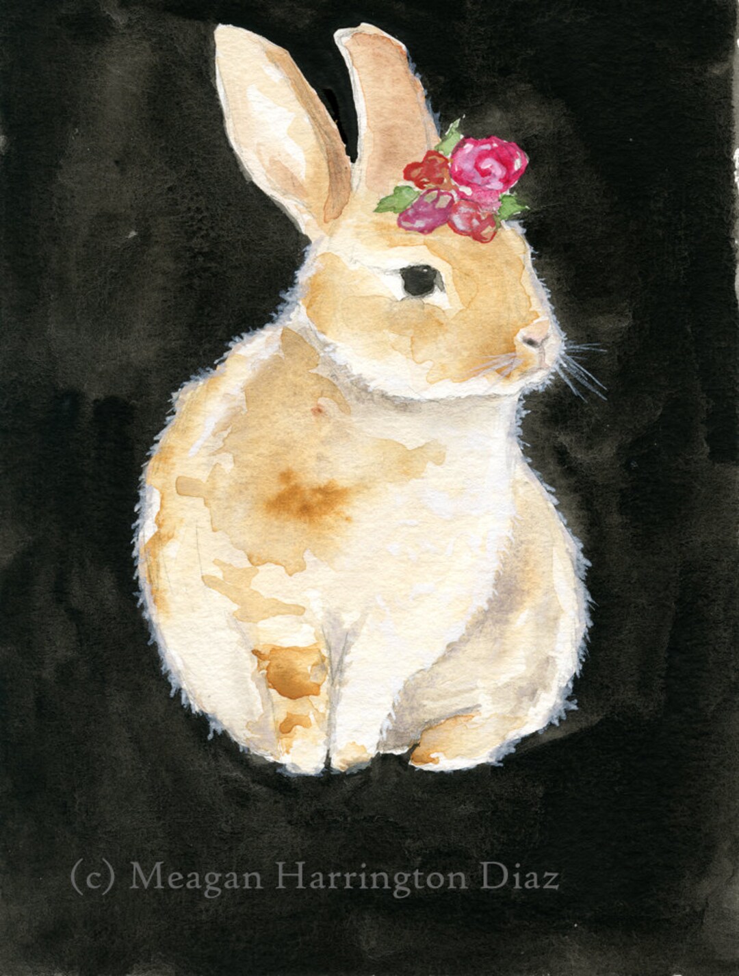 Bunny Painting - 5x7 Original Watercolor - Nursery Art - Dainty Bess ...