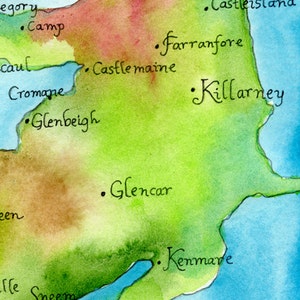 County Kerry Ireland Map LARGE Print - Map of Ireland Counties ...