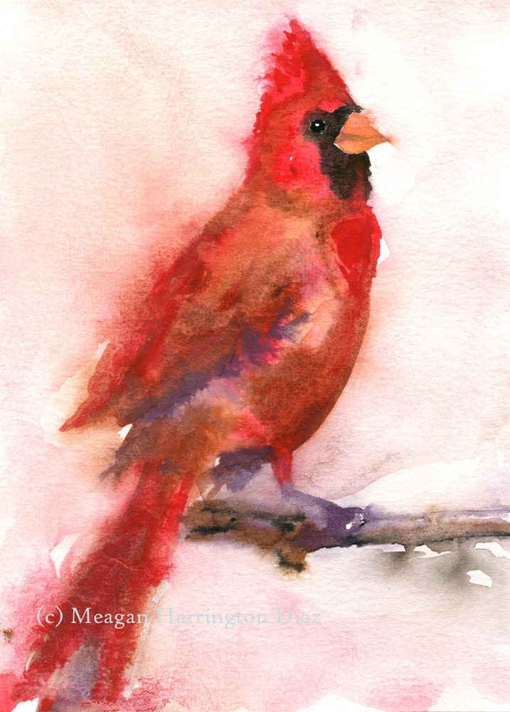 Cardinal Painting - Bird Art - Cardinal Watercolor - Fine Art Print ...