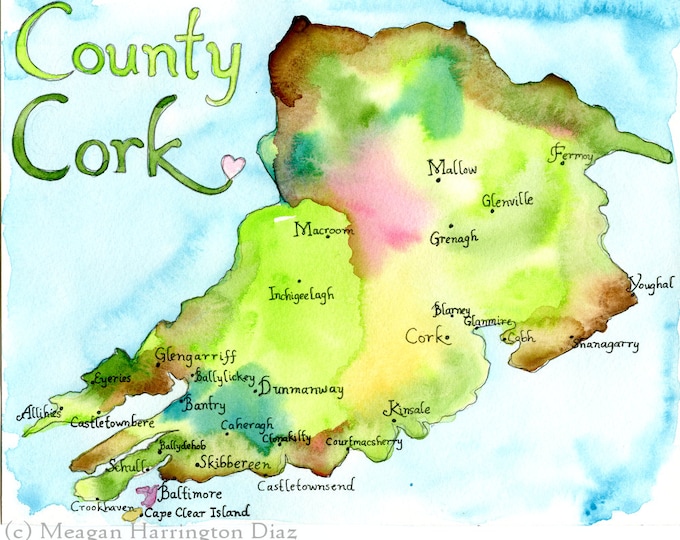 County Cork Ireland LARGE Fine Art Watercolor Print - Etsy
