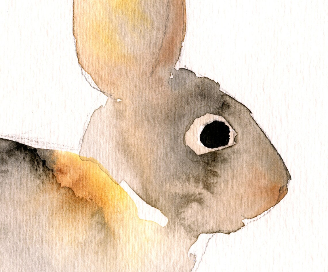 Watercolor Rabbit Desert Cottontail Bunny Painting Southwest Art ...