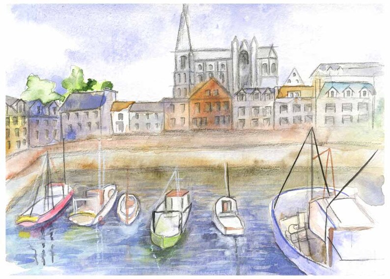 Ireland Landscape ORIGINAL Watercolor Painting - 5"x7" - Cork City ...