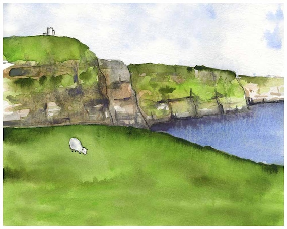 Cliffs of Moher Ireland Painting Fine Art Print Ireland | Etsy