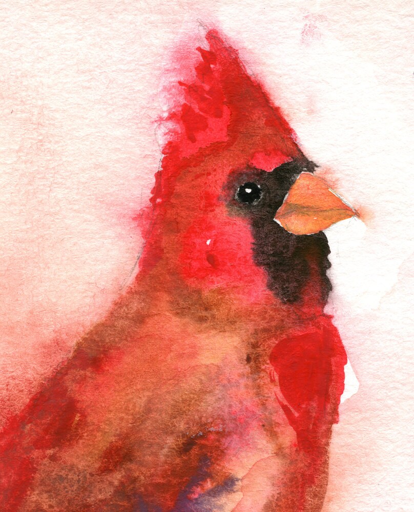 Cardinal Painting - LARGE Print - Bird Art - Cardinal Watercolor ...